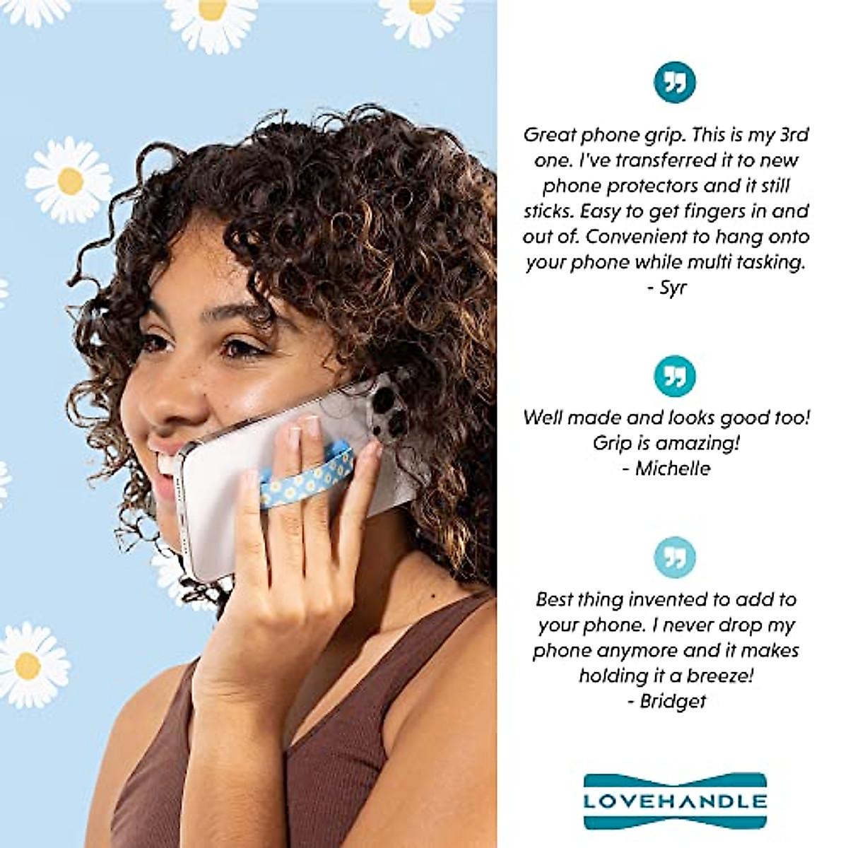 LOVEHANDLE Phone Grip for Most Smartphones and Mini Tablets, Floral Garden Design Colored Elastic Strap with Black Base, LH-01FloralGarden