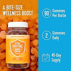 Vital Proteins Immune Support Gummies, Citrus Flavor, Zinc, Vitamin C and Ginger Extract to Support Immune Health, 30-Day Supply, 60 Count
