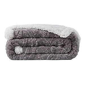 KASYLAN Sherpa Fleece Blankets Flannel Throw for Couch Sofa Twin Size -60x80 Inches Grey,Thick Cozy Warm Soft Blanket for Bed, Sofa, Camping Travel Blanket