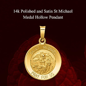 Diamond2Deal 14k Yellow Gold Polished and Satin St. Michael Medal Pendant Fine Jewelry for Women (L- 17 mm W- 15 mm)