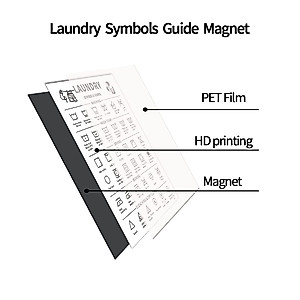 Noare Laundry Symbols Sign & Stain Removal Guide Magnet Cheat Sheet for Room Wall Art Decor 8x11.8 inch - Washing Drying Ironing & Bleaching Accessory