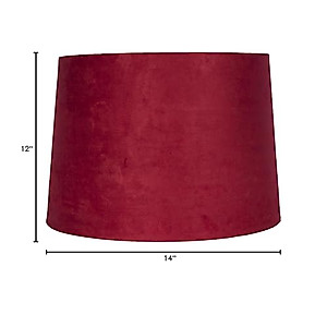 Urbanest French Drum Suede Lampshade, 12-inch by 14-inch by 10-inch, Spider Fitter, Red