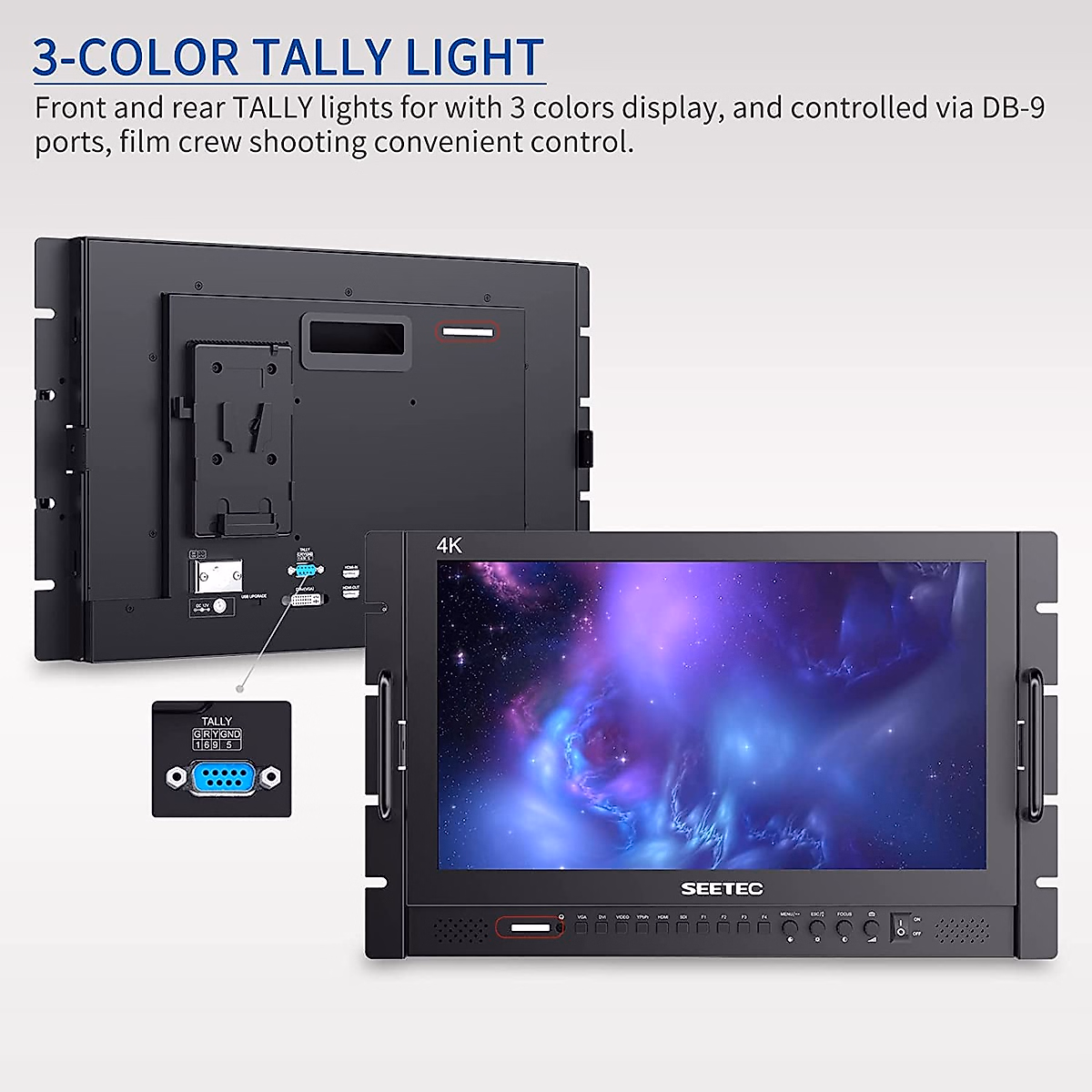 SEETEC P173-9HSD-RM 17.3" 7RU Rack Mount Broadcast LCD Monitor Full HD 3G-SDI/HDMI with 1920×1080 3G-SDI HDMI AV YPbPr