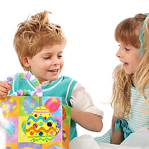 24 Sets Easter Egg Ornaments Decorations DIY 3D Easter Craft Kits Assorted Egg Shaped Foam Cutouts Easter Foam Stickers Pom-poms for Kids Party Favors Easter Spring Classroom Activity Art Project