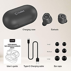 Wireless V5 Bluetooth Earbuds Compatible with OnePlus 7 Pro with Charging case for in Ear Headphones. (V5.0 Black)