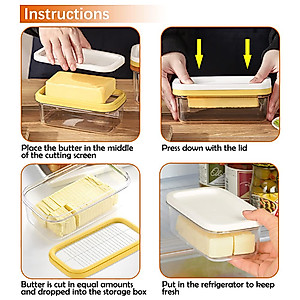 UNIVIVO Butter Slicer Cutter, Stick Butter Container Dish with Lid for Fridge, Easy Cutting Two 4oz Sticks Butter