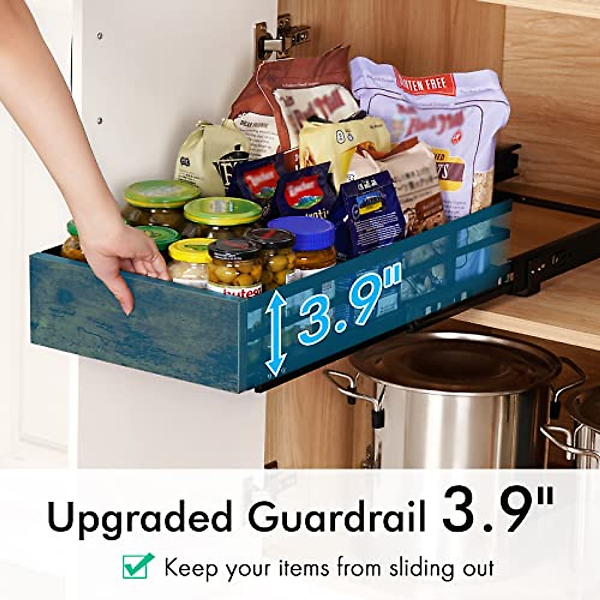KES Pull Out Cabinet Organizer, 12" Wide Kitchen Slide Out Cabinet Drawer Organizer for Kitchen, Slide Out Wood Pull Out Drawer Storage Shelves with Soft Close, KPO503W30D53-BK