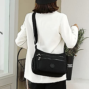 KEEPOP Women Nylon Shoulder Handbag Roomy Crossbody Purse Lightweight Fashion Multi Pocket Top Handle Satchel Shopper Work Travel Hobo Bag