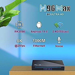 Doole H96 MAX RK3566 Smart TV Box Android 11.0 8K Media Player with BT Voice Control Set top Box (8G 128G)