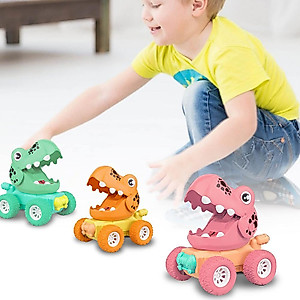 WedFeir Dinosaur Pull Back Cars Set of 3, Flashing Lights and Dino Roar Music Toys Dinosaur Toys for 3 Year Old Boy, Dinosaurs Pull Back Cars, Monster Trucks for Kids, Bithday Gifts for 3+ Years Old.