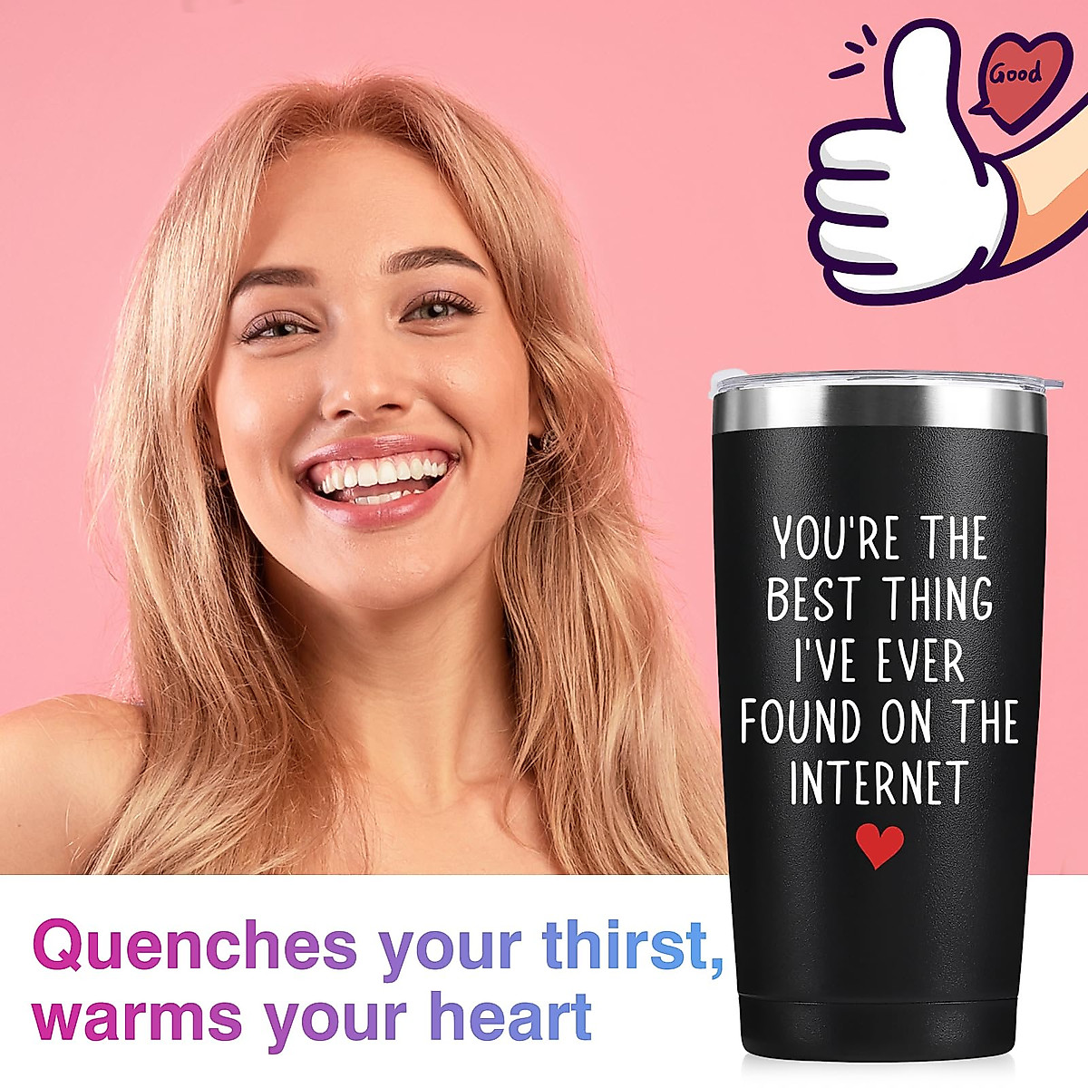 Fathers Day Gift for Him - You're The Best Thing I Found On The Internet - Husband Birthday Gifts from Wife I Love You Valentines Day Gift for Him Boyfriend, 20oz Tumbler