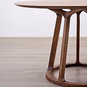 SUSUO Mid-Century Modern Classic Solid Wood Dining Table Round for Small Space, Minimalist Walnut Ash Dining Table with Round Pedestal Base, 31.5" Coffee Table for 2-4