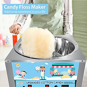 ExGizmo Commercial Cotton Candy Machine,1200W Electric Cotton Candy Machine,Stainless Steel Sweet Sugar Candy Floss Maker for Family Party or Carnivals Festivals