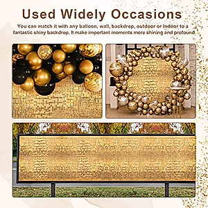 Ayfjovs 24 PCS Gold Shimmer Wall Panels Sequin Shimmer Wall Backdrop, Gold Back Drops Pack for Party Decorations Birthday Wedding & Engagement Anniversary Home Decor