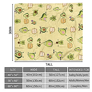 Sowide Avocado Blanket, Comfy Blanket Throw Gifts for Avocado Lovers, Soft Lightweight Green Yellow Sports Avocado Baby Toast Flannel Blanket, Cute Fuzzy Plush for Kids, Women, Couch, Bedroom, 50"x60"