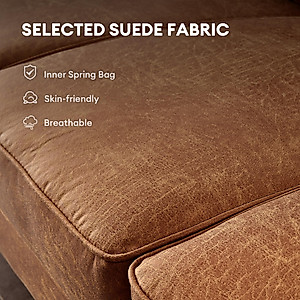 CAODOC Sofa Couches, 73” Mid-Century Modern Couch, Breathable Faux Leather Couch, 3-Seat Sofas & Couches, for Living Room Apartment Office,Brown