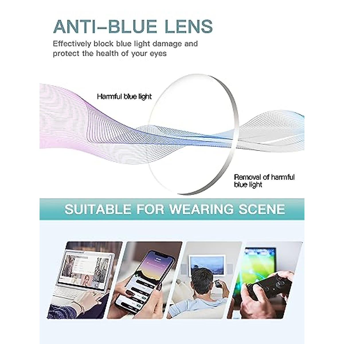 Baililai Blue Light Blocking Glasses - Lightweight Eyeglasses with Blue Ray Filtering for Computer Gaming (17131) (green-C10)