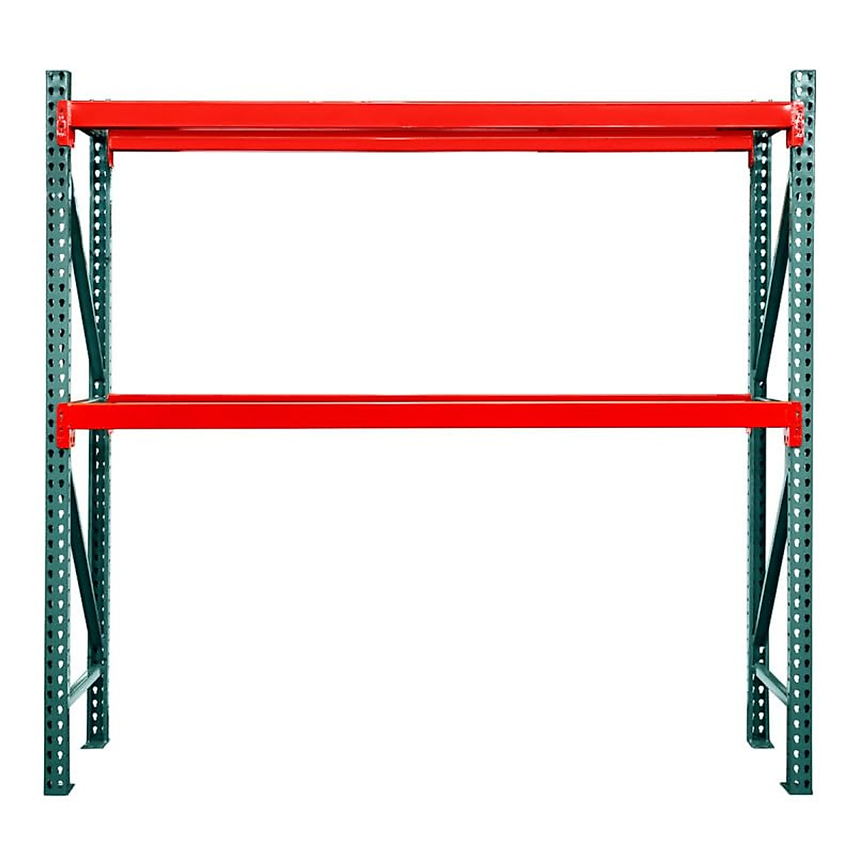 Shelving Inc. 48" d x 144" w x 120" h - 2-Tier Teardrop Pallet Rack Starter Unit - 6" h Beams, Weight Capacity 7160lbs Per Beam Level