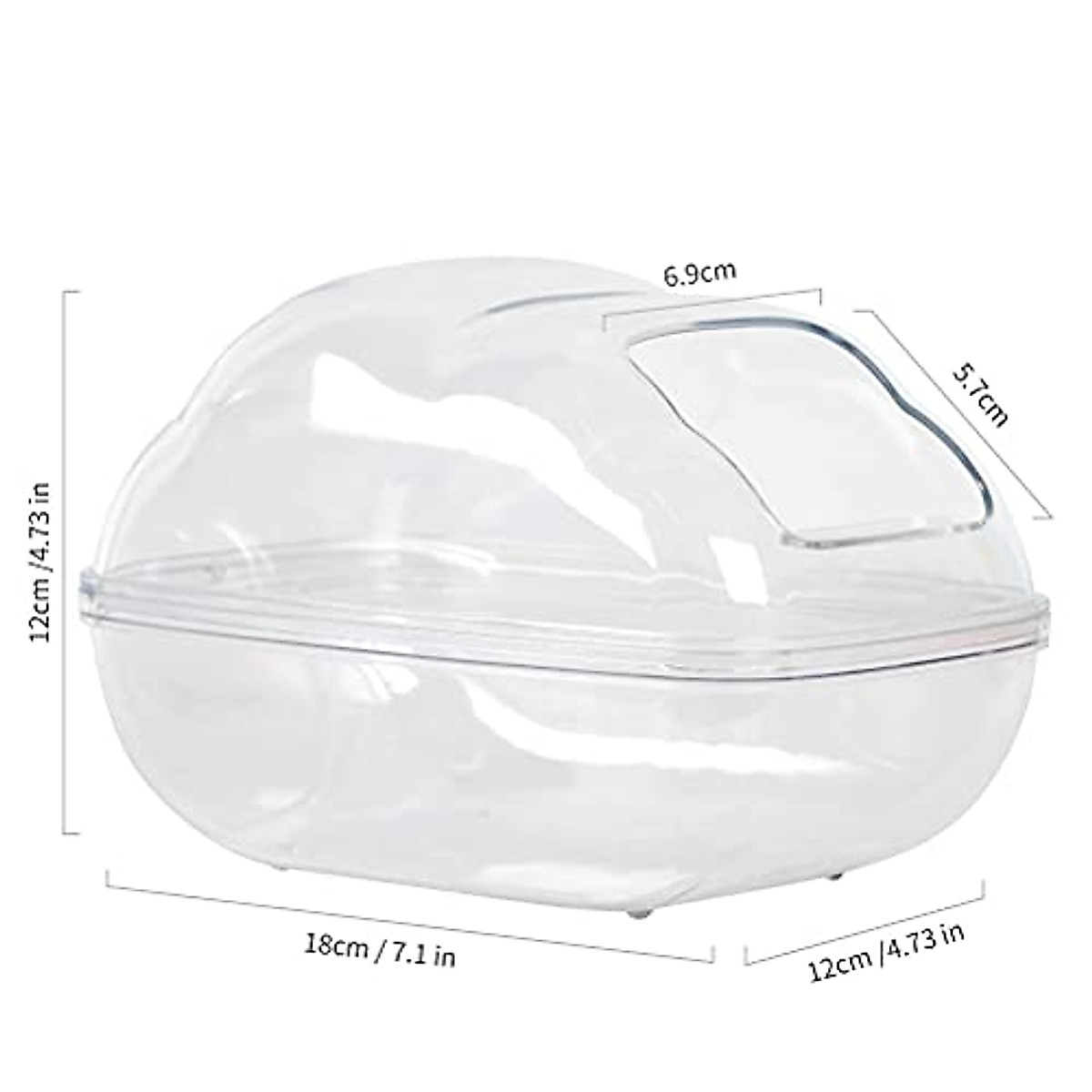 BUCATSTATE Sand Bath Container for Hamster Large Transparent Hamster Toilet with Scoop Dwarf Sandbox Dust Bathtub Small Animals Bathroom Hamster Cage Accessories (Transparent, Large)