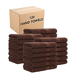 Arkwright True Color Hand Towels Bulk - (Case of 120) Lightweight Absorbent Bathroom Towel, Quick Dry Linen, Perfect for Home, Resort, Spa, and Shower, 16 x 27 in, Brown