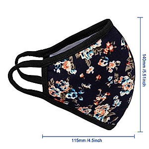 BeatBasic Unisex Washable and Reusable Cotton Warm Face Protection for Outdoor Flower Print Pack 2