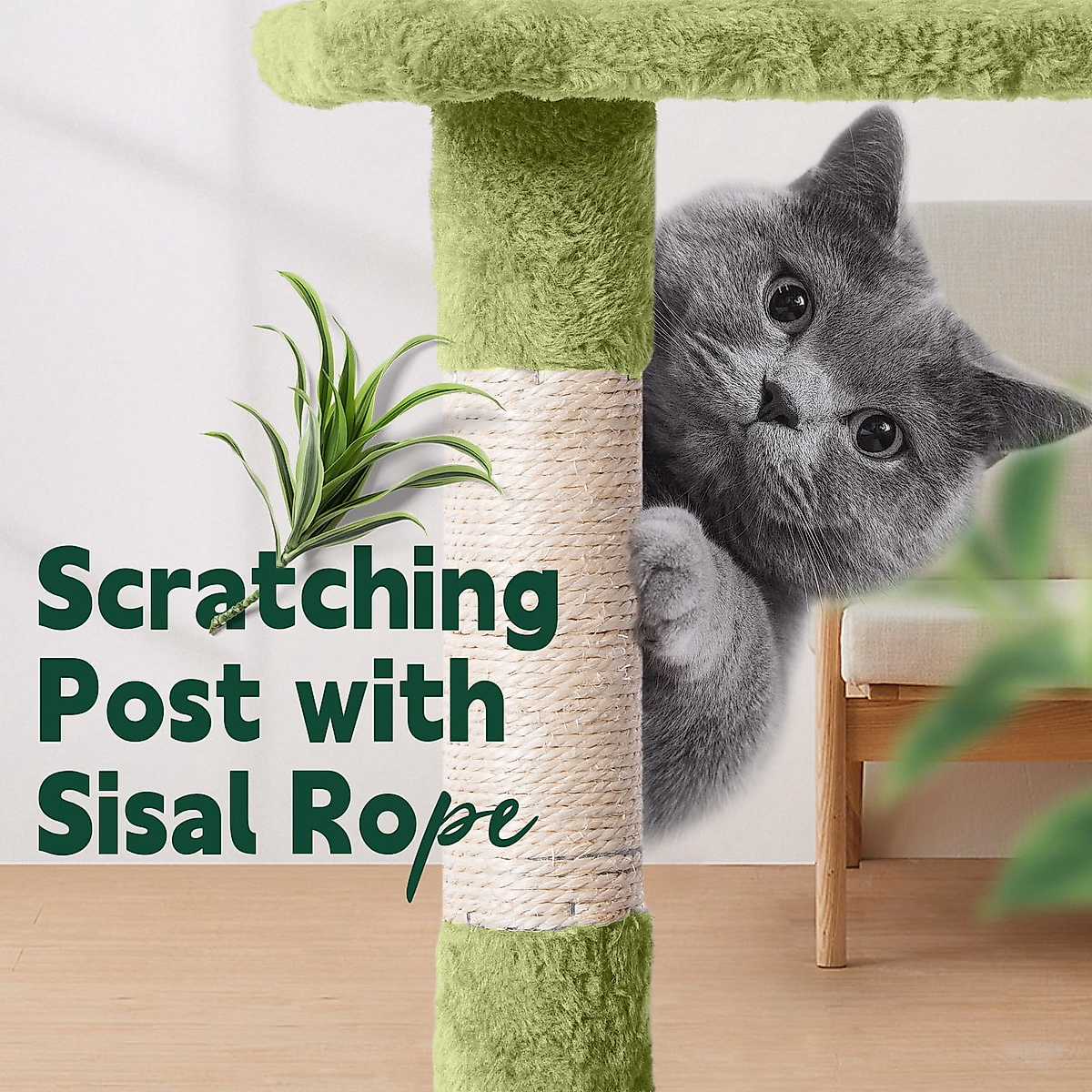 TSCOMON Cat Tree, 25 inch Small Cat Tower for Indoor Cats, with Sisal Scratching Post, Rotatable Base Cat Furniture Activity Center for Kittens Pet Play House