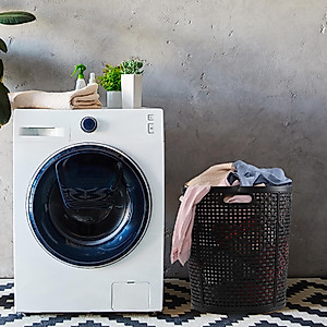 Eagrye 2-Pack Round Plastic Storage Laundry Basket, 40 L Laundry Hamper, Black, F