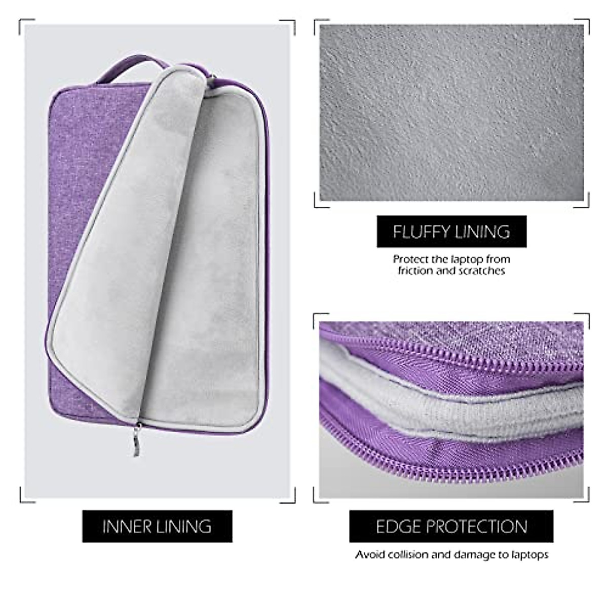 MicaYoung 16 Inch Laptop Sleeve Case Water-Resistant Carrying Cover Bag with Front Pocket Retractable Handle Computer Protection Cover for MacBook 16 Inch,Purple