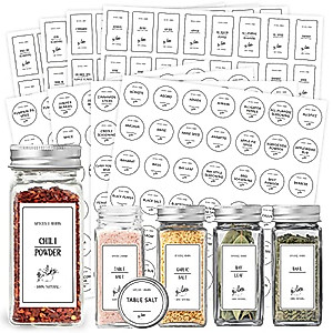 GMISUN Spice Labels Preprinted, Super Value Pack 380 Waterproof Spice Labels Stickers for Kitchen Organization, Modern Minimalist Label Stickers for Spice Jars, Mason Jars, Cruet Container