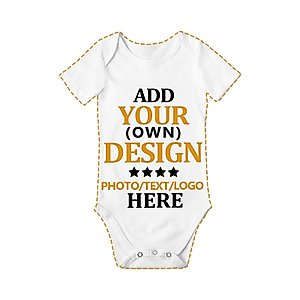 CUSDITOMSUE Custom Unisex Baby Bodysuits Personalized Design Your Picture Name Logo Text Short-Sleeve Bodysuits Baby Romper (3 Months, White)