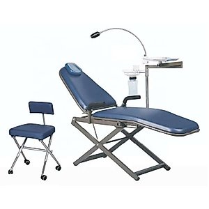 REEHUT Portable Patient Chair with Tray with Integrated LED Exam Light with Dentist Stool + Nylon Bag