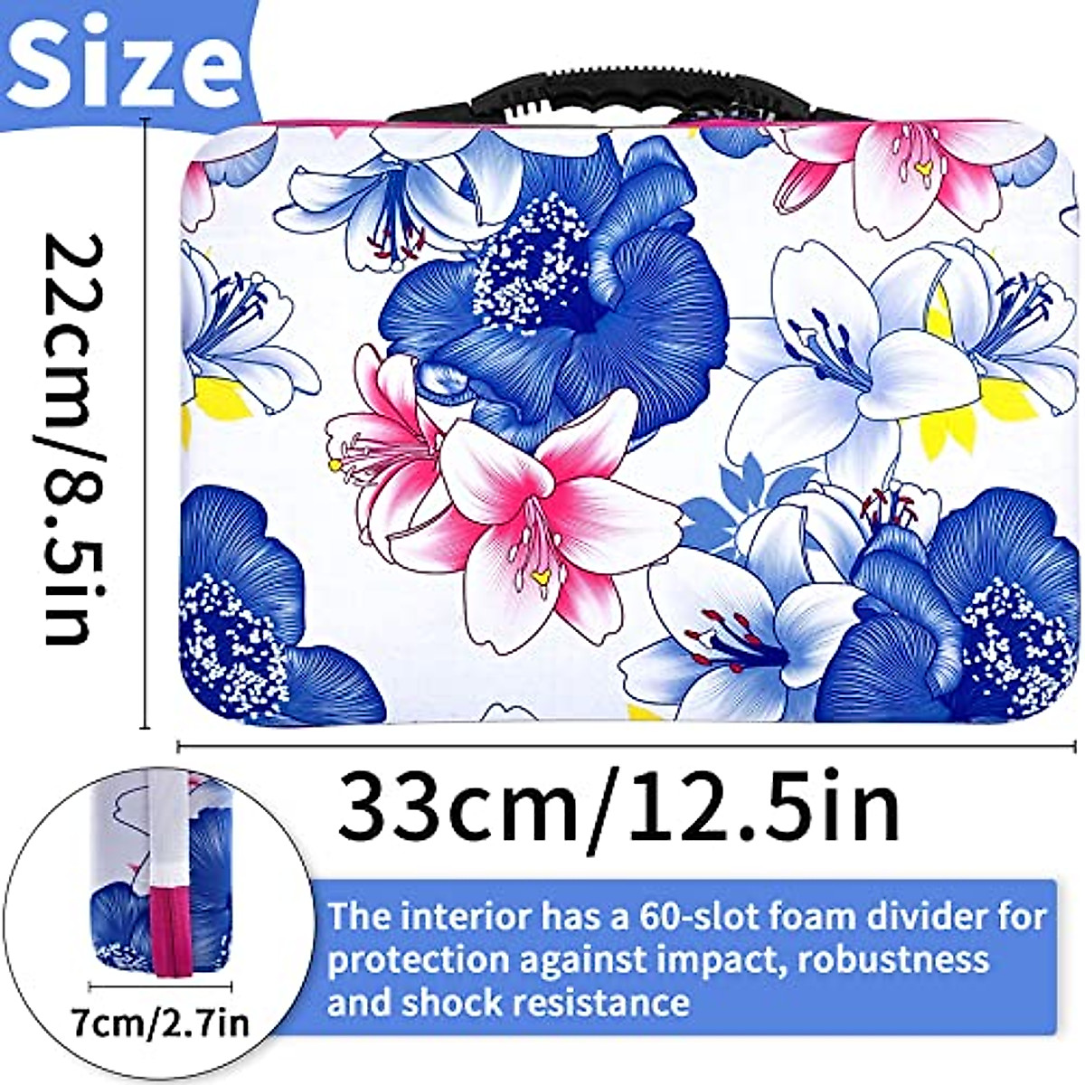 VAIIEYO Diamond Painting Storage Containers, 60 Slots EVA Shockproof Beads Storage, Label Stickers for DIY,Portable Diamond Embroidery Craft Jewelry Beads Rhinestones Organizer Durable High Capacity