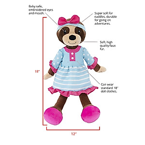 Plushible Soft Baby Doll, 18 Inch Sloth - Plush Rag Doll with 2 Clothing Sets, My First Plush Toy for Girls, Boys & Infants, Soft Baby Stuffed Toy, Adorable Companion for 1 Year Old & Up