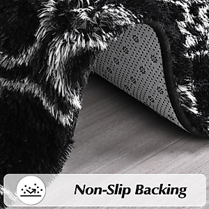 Hutha 6x9 Shag Large Area Rugs for Living Room, Black and White Modern Super Soft Bedroom Carpet, Moroccan Luxury Geometric Plush Fluffy Rug for Kids Nursery Girls Room Indoor Home Decor