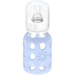 Lifefactory Glass Baby Bottle with Stage 1 Nipple and Protective Silicone Sleeve Blanket 4 Oz