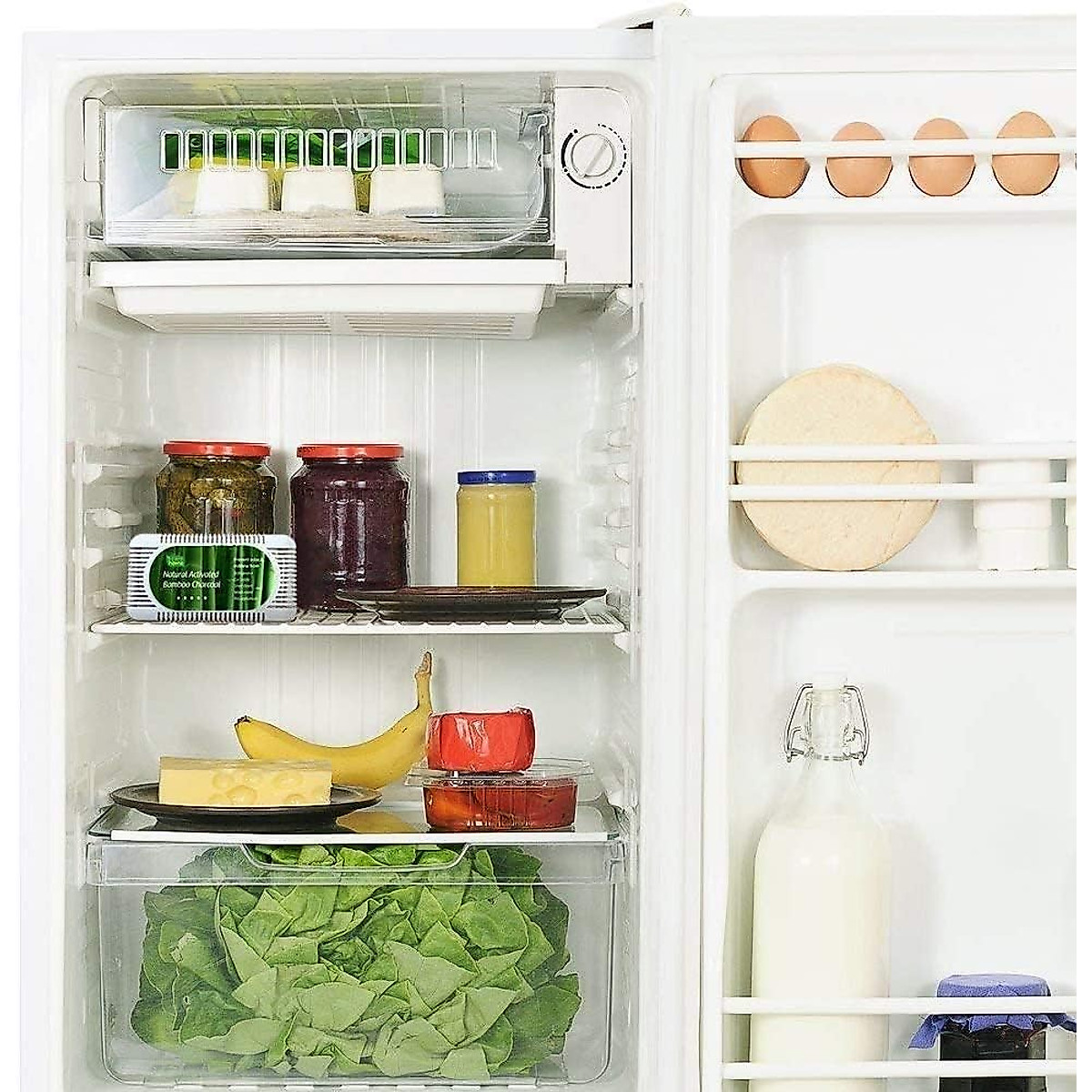 2 Pack Bamboo Charcoal Fridge Deodorizer, the Safer and Healthier Refrigerator Deodorizer for Home Use, Last For 3 Years