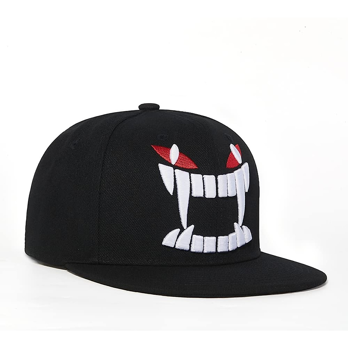 Quanhaigou Men's Black Snapback,Big Teeth Adjustable Baseball Hat 3D Embroidery Cartoon Caps