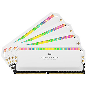 Corsair Dominator Platinum RGB 64GB (4x16GB) DDR4 3200MHz C16 Desktop Memory (12 Ultra-Bright CAPELLIX RGB LEDs, Patented Dual-Channel DHX Cooling Technology, Intel XMP 2.0 Support) White