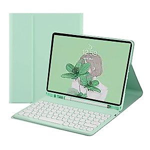 HENGHUI Keyboard Case for Fire HD 10 Plus/HD 10 (Only for 11th Generation, 2021 Release) Cute Round Key Color Keyboard Wireless Detachable BT Keyboard Cover (MintGreen)