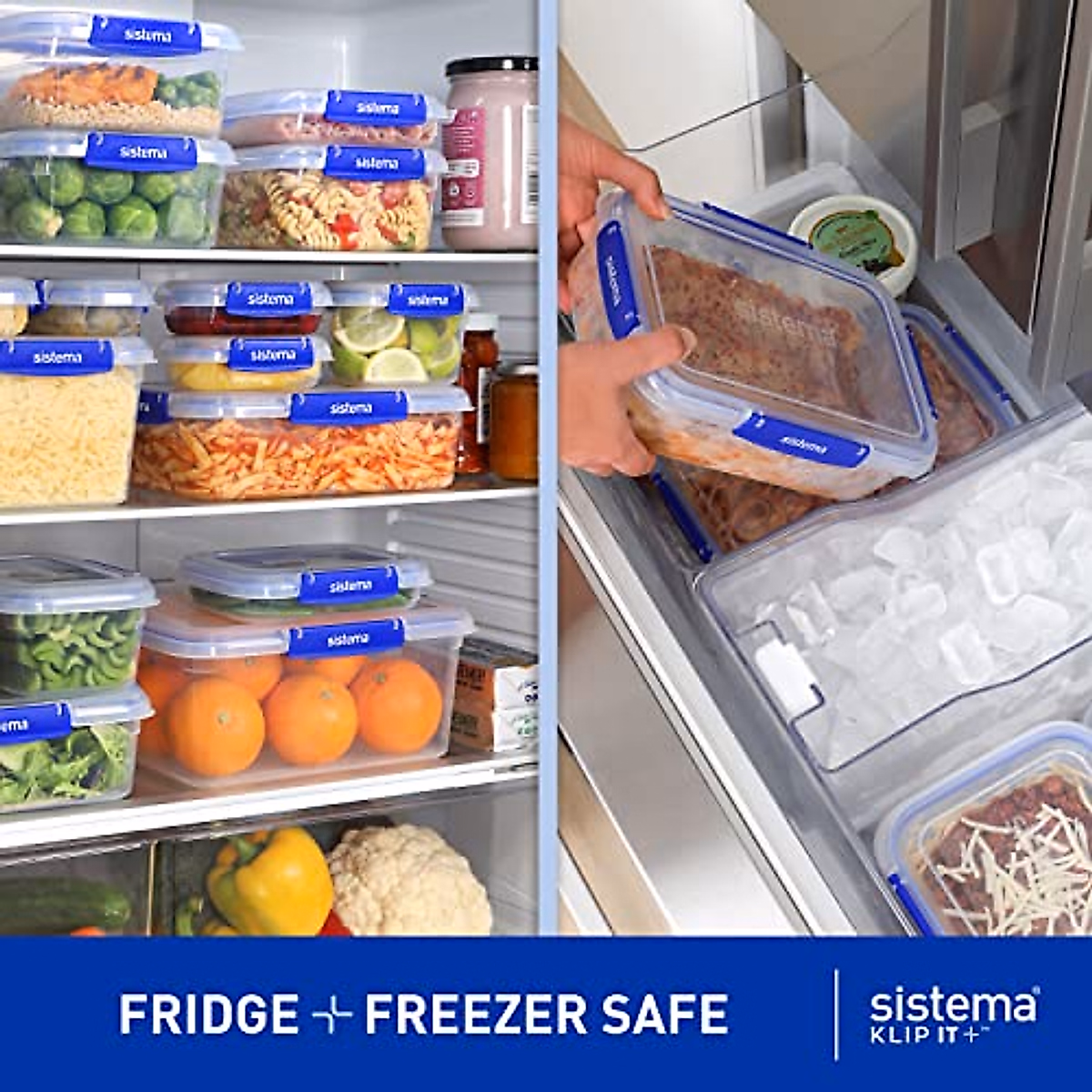 Sistema KLIP IT PLUS Food Storage Containers | 3.35 L | Airtight Containers Set | Leak-Proof Seal | Easy Locking Clips | BPA-Free | 3 Count