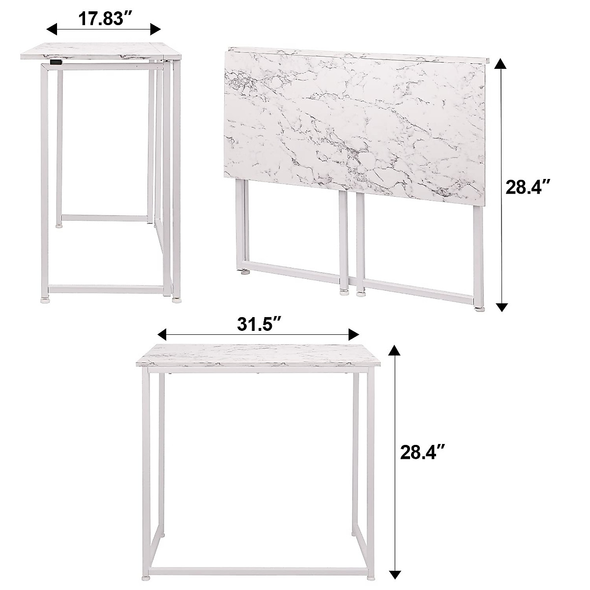 Leopard Outdoor Products Folding Computer Desk for Small Spaces, Space-Saving Home Office Desk, Foldable Computer Table, Laptop Table, Writing Desk, Compact Study Reading Table (Marble White)