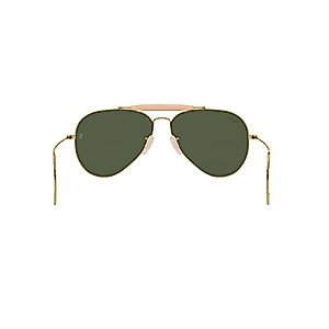 Ray-Ban RB3030 Outdoorsman I Aviator Sunglasses, Shiny Gold/G-15 Green, 58 mm