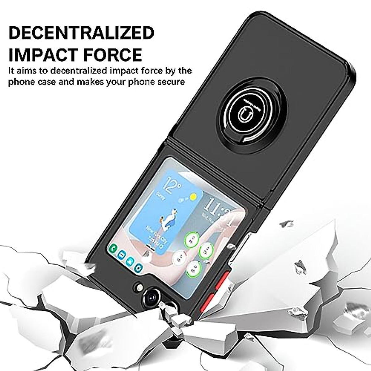 EAXER for Samsung Galaxy Z Flip 5 5G Case, Magnetic Ring Hard Stand Folding Shockproof Case Cover (Mint Green)