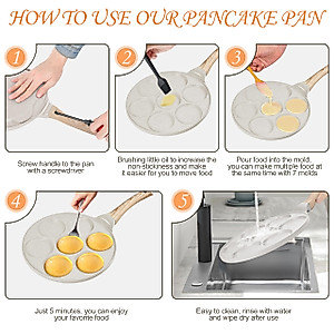 KRETAELY Pancake Pan Suitable for All Cooktops, 7-cup Pancake Maker, Nostick Granite Mini pancake with PFOA Free Coating, Sarten Para Pancakes 1-pcak