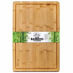 Heim Concept Organic Bamboo Cutting Boards for Kitchen Extra Large Chopping Board with Juicy Groove Perfect for Meat, Vegetables, Fruits, Cheese (18x12x3/4)