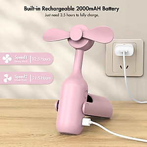 SPOVEN Portable Handheld Fan, Mini Foldable Hand Fan with USB Rechargeable Battery, Small Personal Pocket Fan for Girls, Women, Men, Outdoor, Travel(Pink)