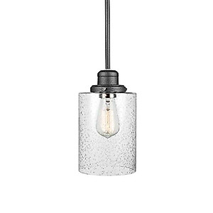 Globe Electric 61009 Annecy 1-Light Pendant, Graphite Finish, Seeded Glass Shade, Bulb Included