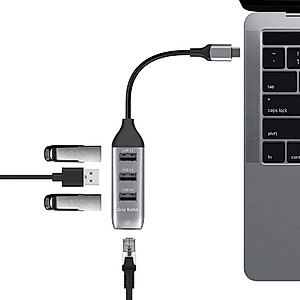 USB C to Ethernet Adapter,USB C to RJ45 10/100/1000 Gigabit Ethernet, USB C to USB 3.0 HUB, Compatible with MacBook Pro, iPad Pro, MacBook/Air, iPad Air 2020, XPS 15/13, Surface Book 2 …