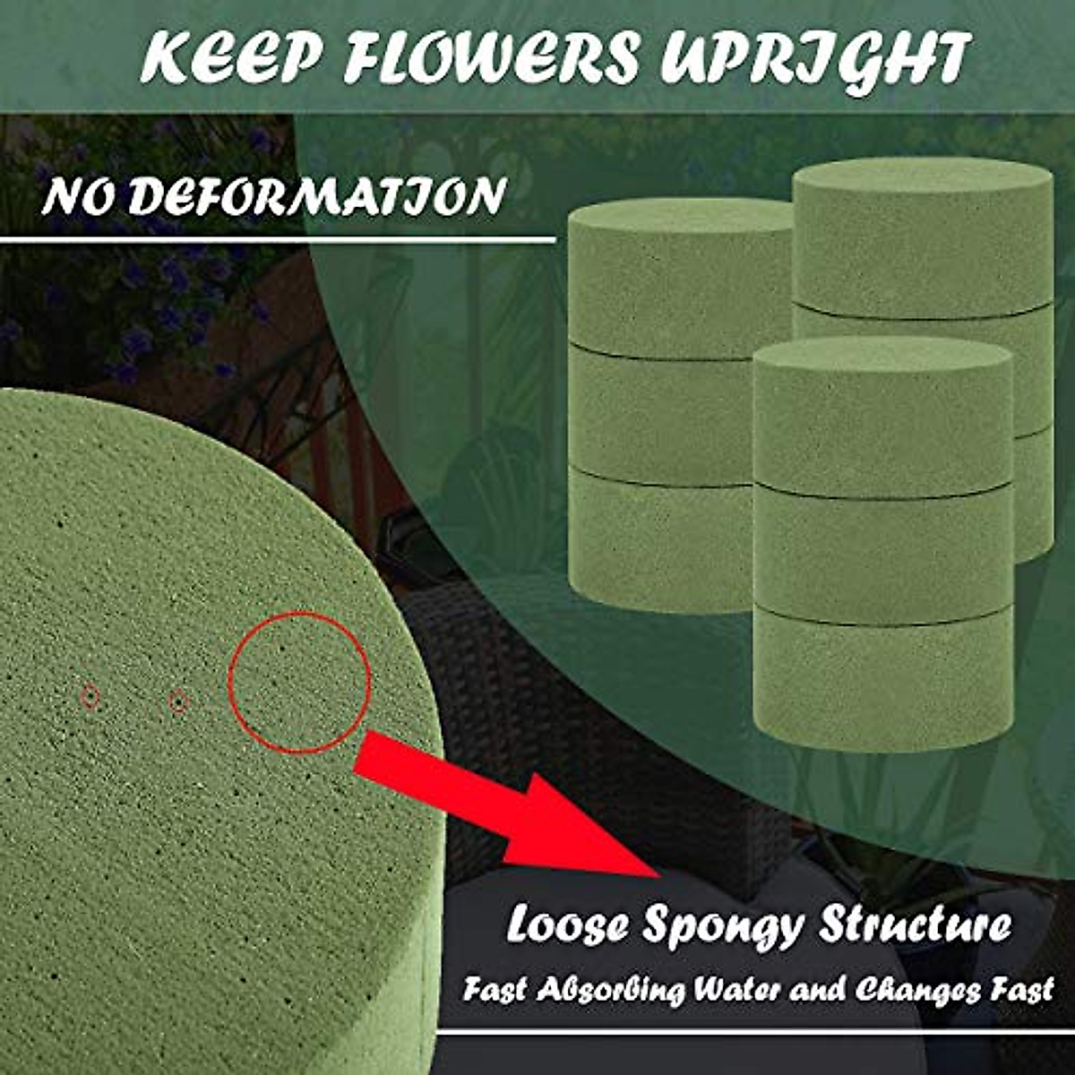 TAOPE 15 PCS Green Floral Foam - Wet & Dry for DIY