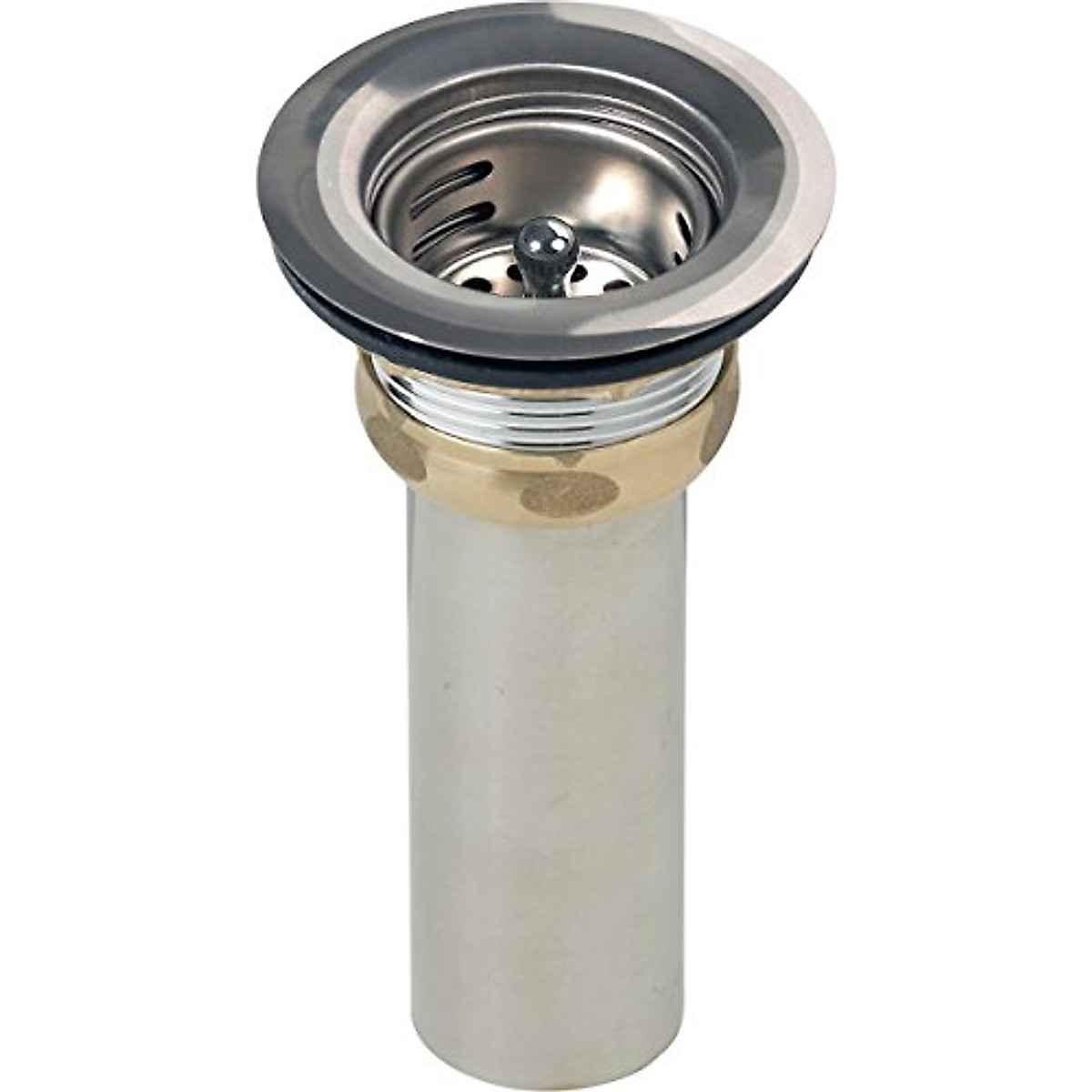 Elkay LK58 2" Drain Fitting with Type 304 Stainless Steel Body, Stainless Steel Strainer Basket, and Rubber Seal